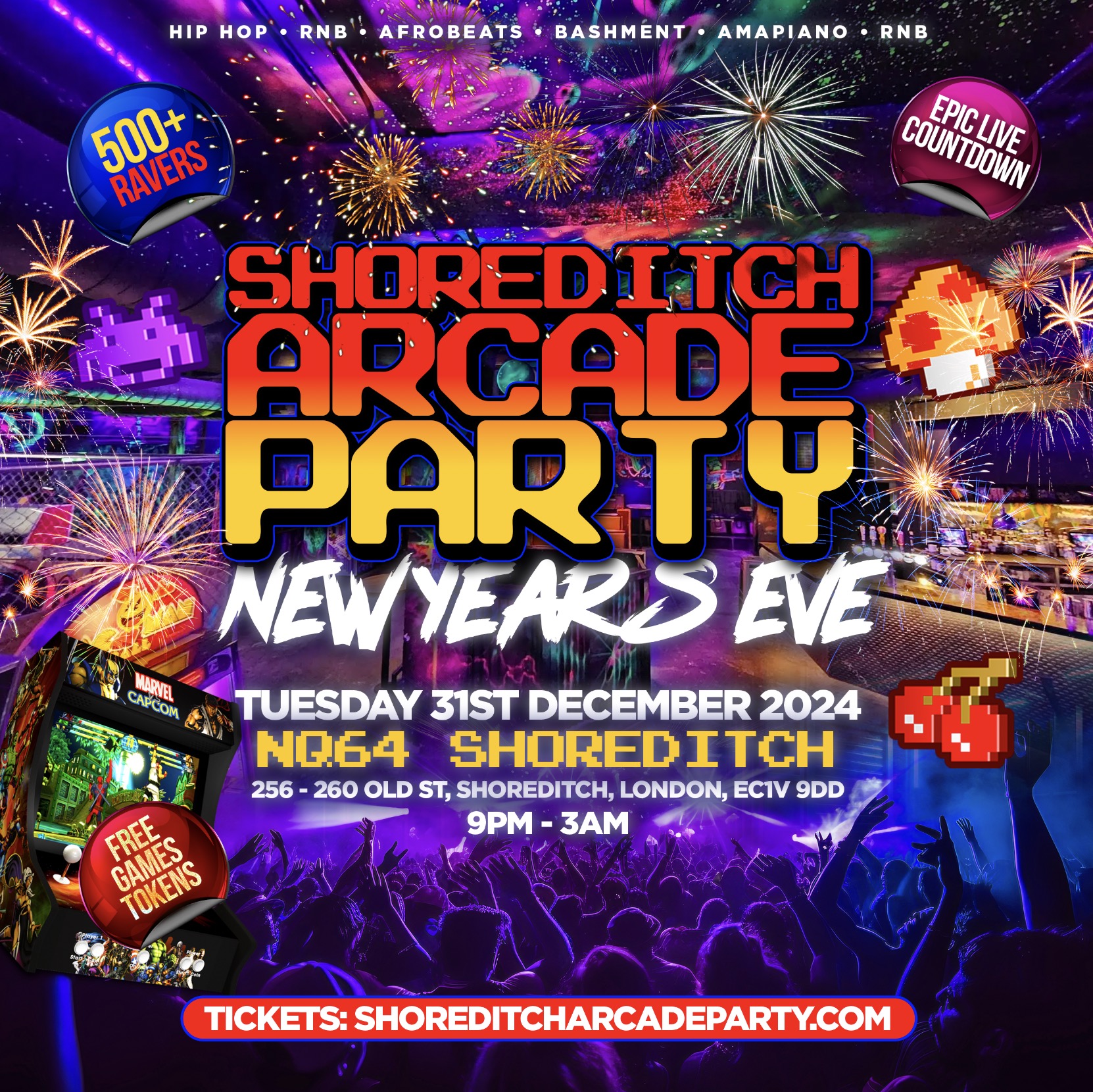 Shoreditch Arcade Party - London’s BIGGEST NYE Arcade Party | Shoobs